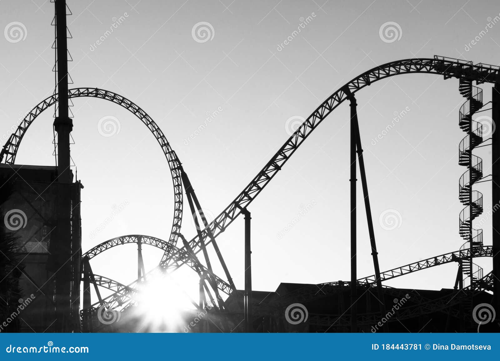 Black And White Roller Coaster Silhouette