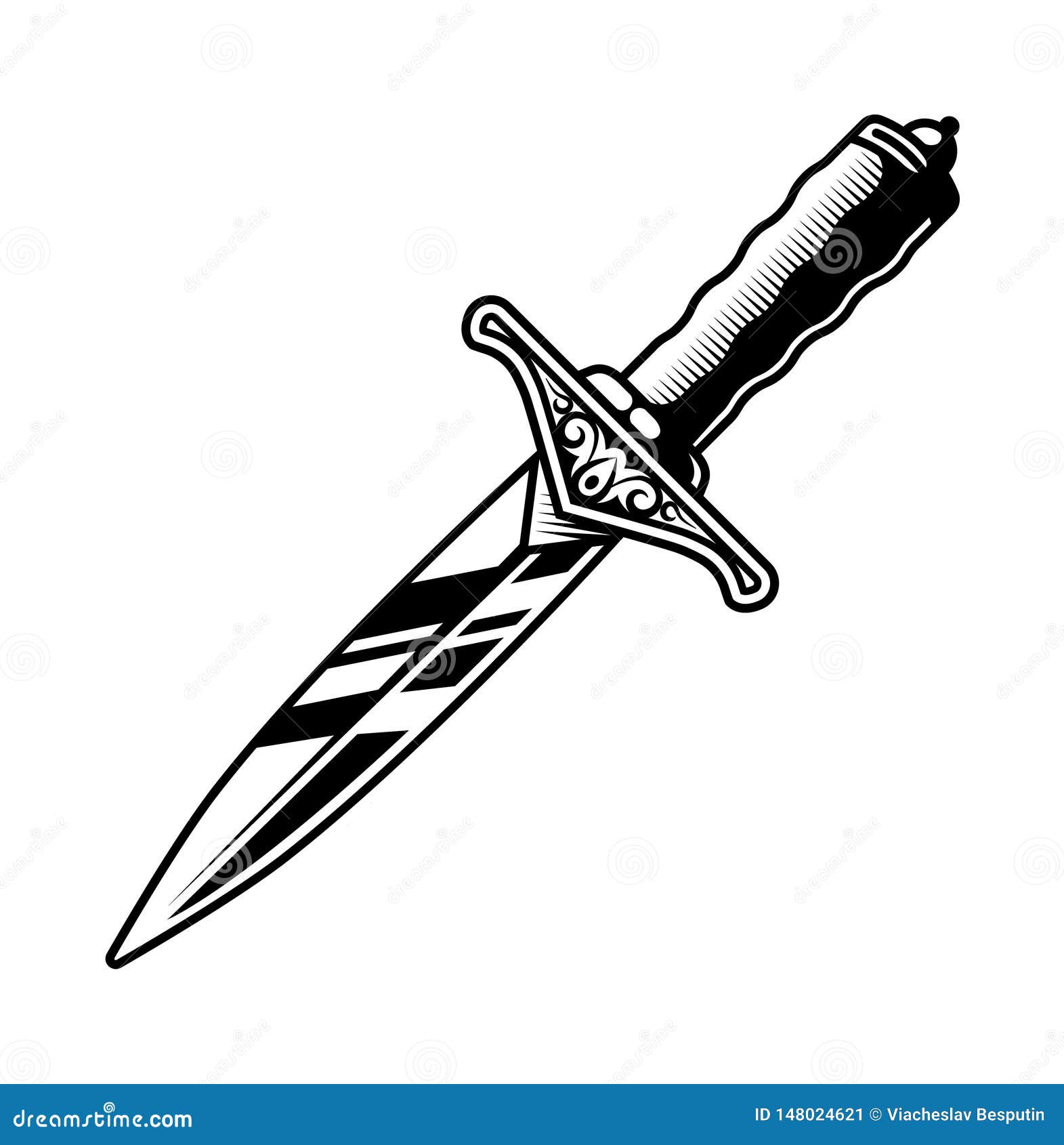 Black and White Image of a Small Dagger. Icon Black Stock Illustration ...