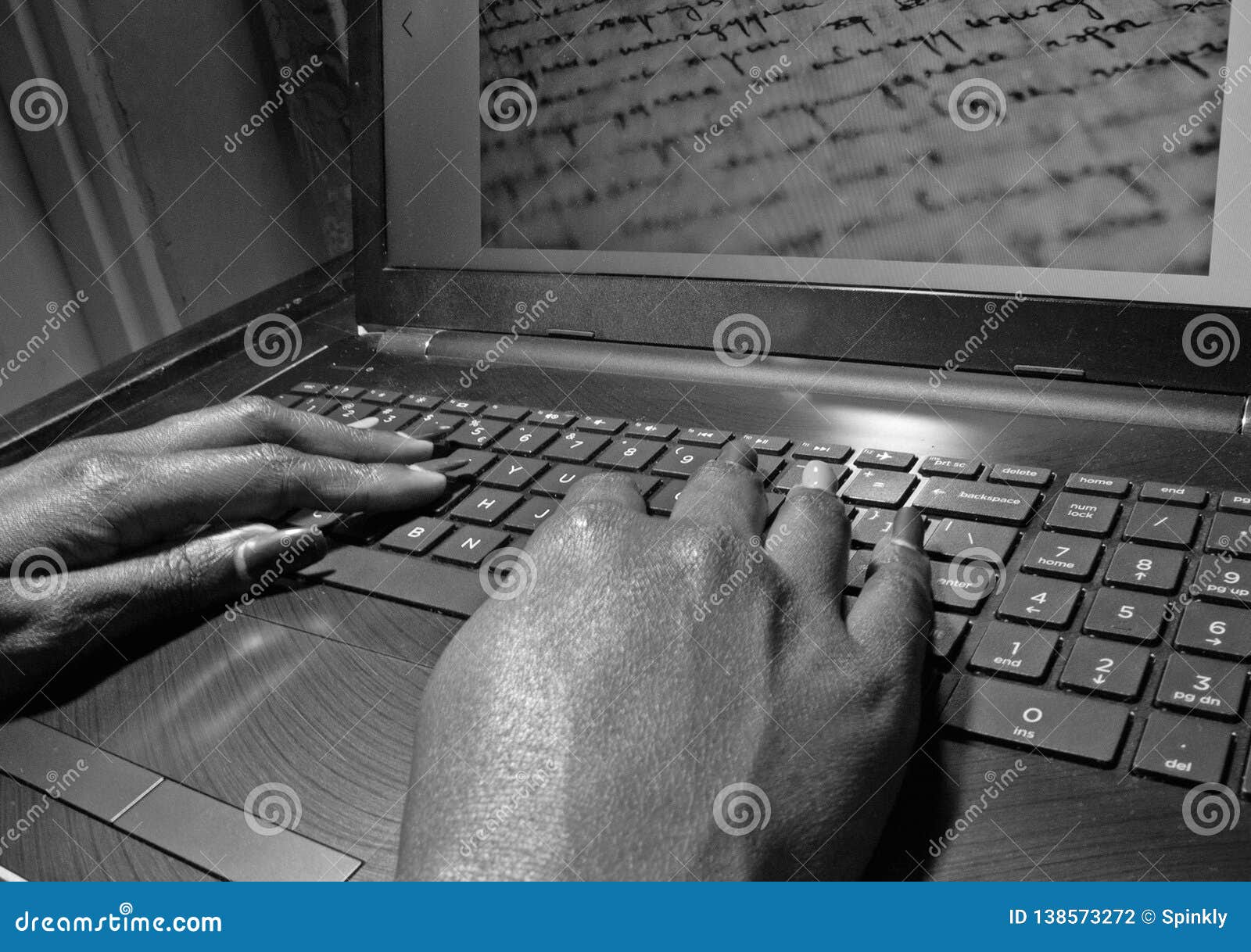 Black and White Image of Someone Typing Stock Photo - Image of laptop ...