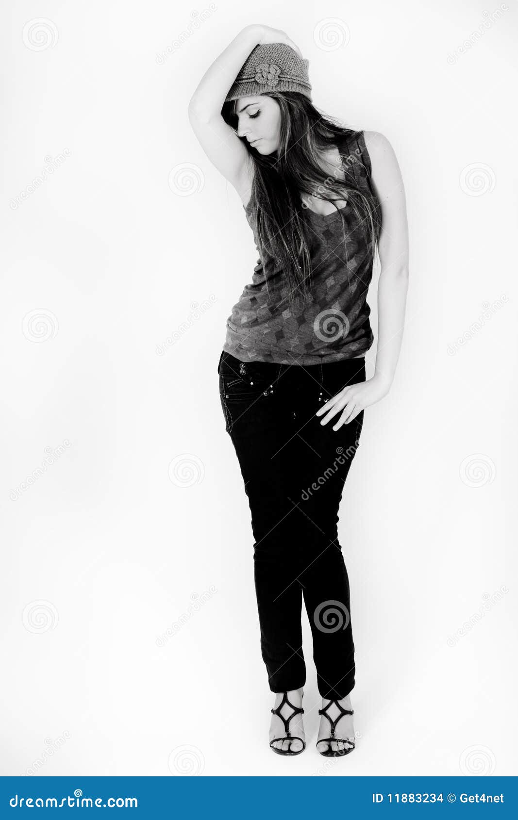 Black and White Image of a Standing Model Stock Photo - Image of ...