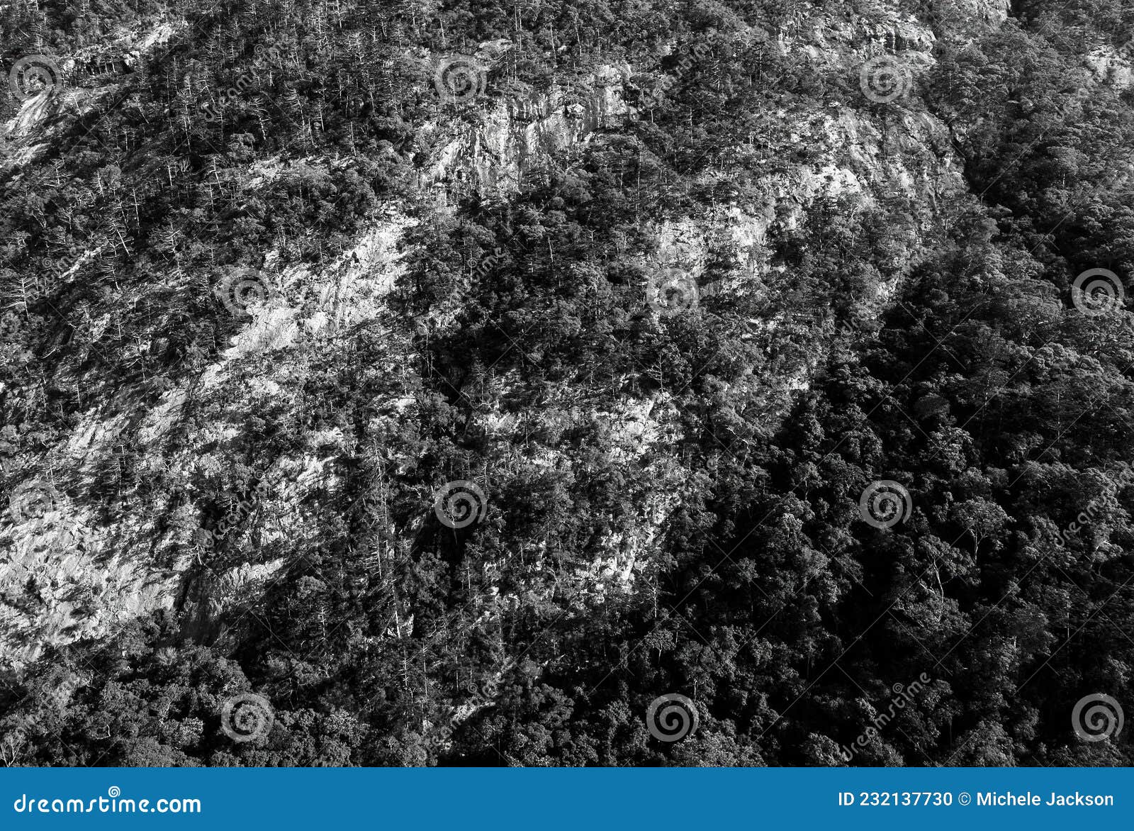 Volcanic Core Mountain in Monotone Stock Photo - Image of aerial ...