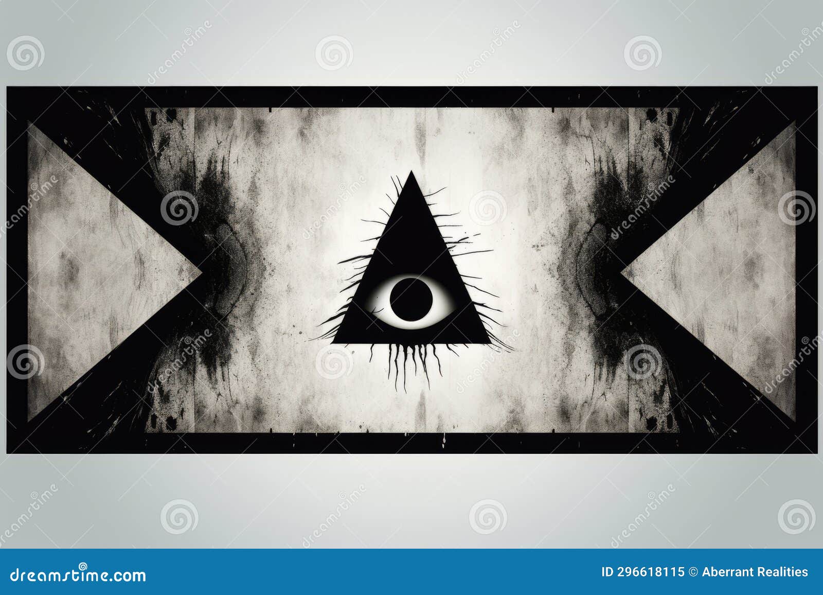 A Black and White Image of a Triangle with an Eye on it Stock ...