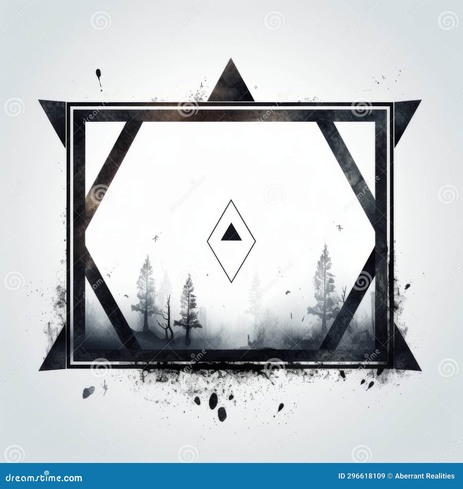 A Black and White Image of a Triangle with a Forest in the Background ...