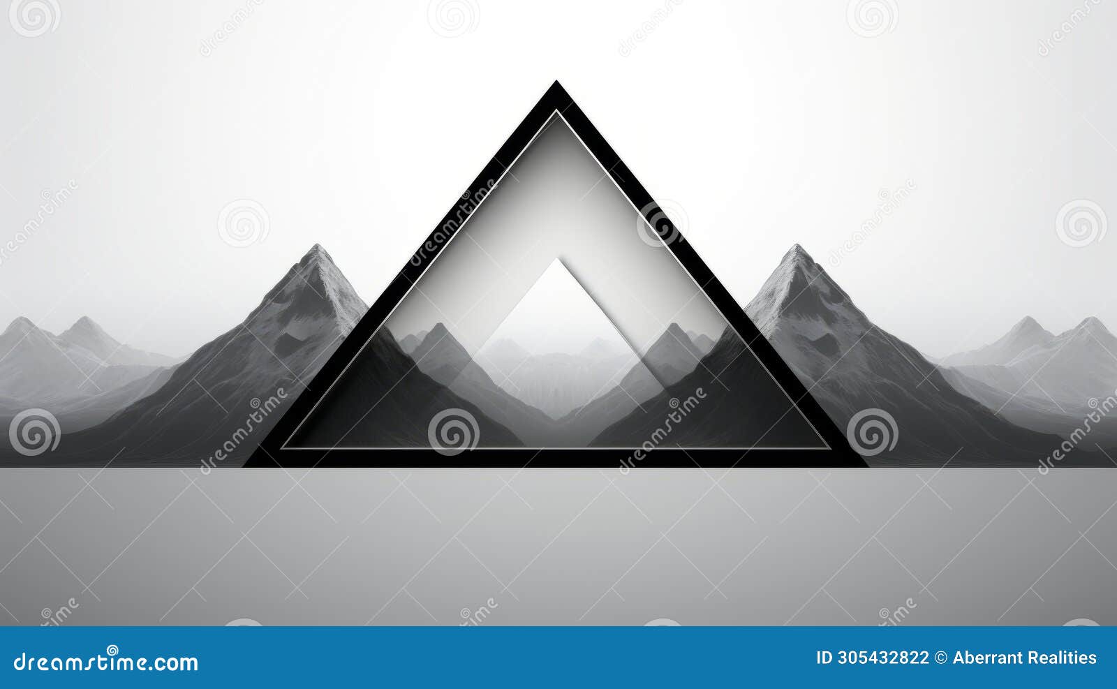 A Black and White Image of a Triangle with Mountains in the Background ...