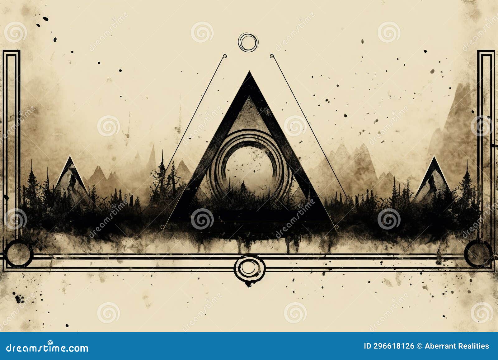 A Black and White Image of a Triangle with Trees in the Background ...