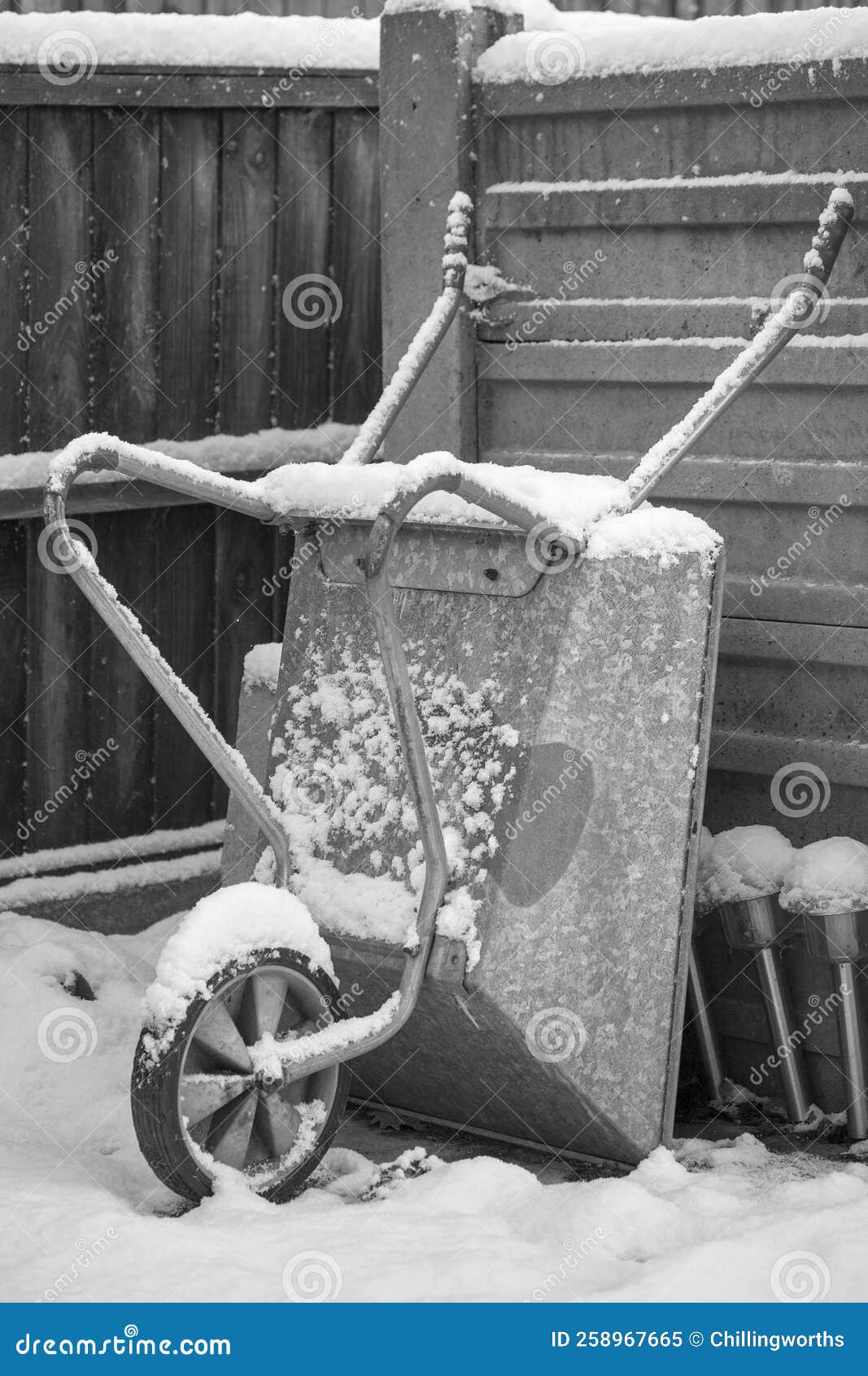 Black and White Image of an Up Turned Wheelbarrow Stock Image - Image ...