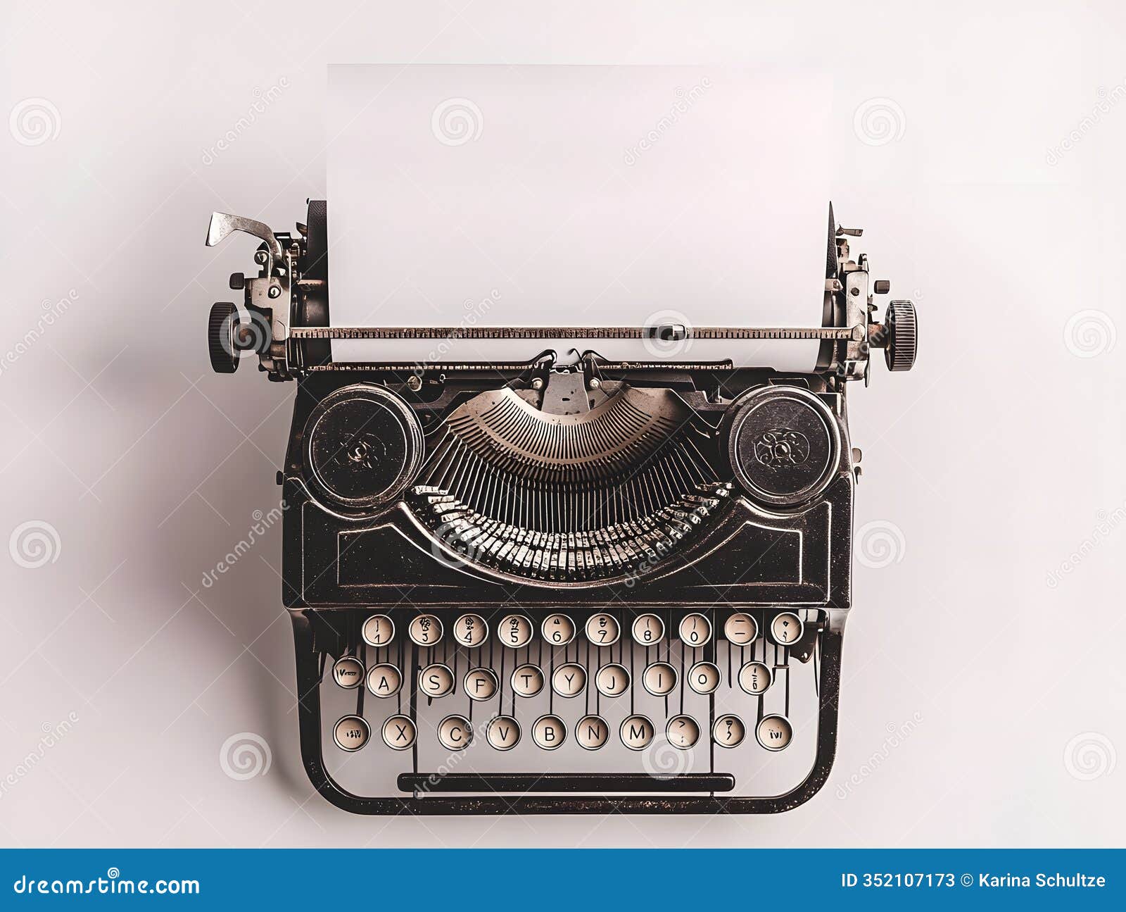 Black and White Image of a Vintage Typewriter Stock Illustration ...