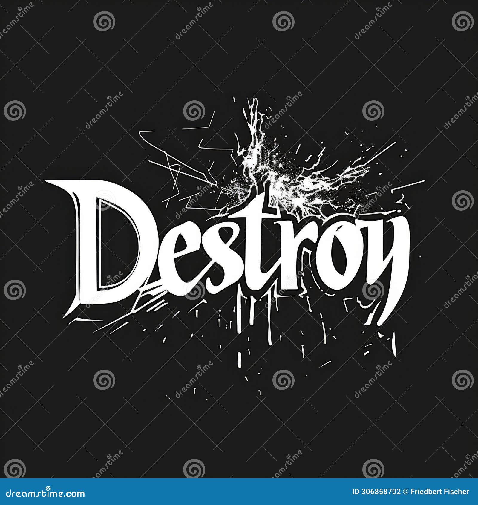 A Black and White Image of the Word Destroy Stock Illustration ...