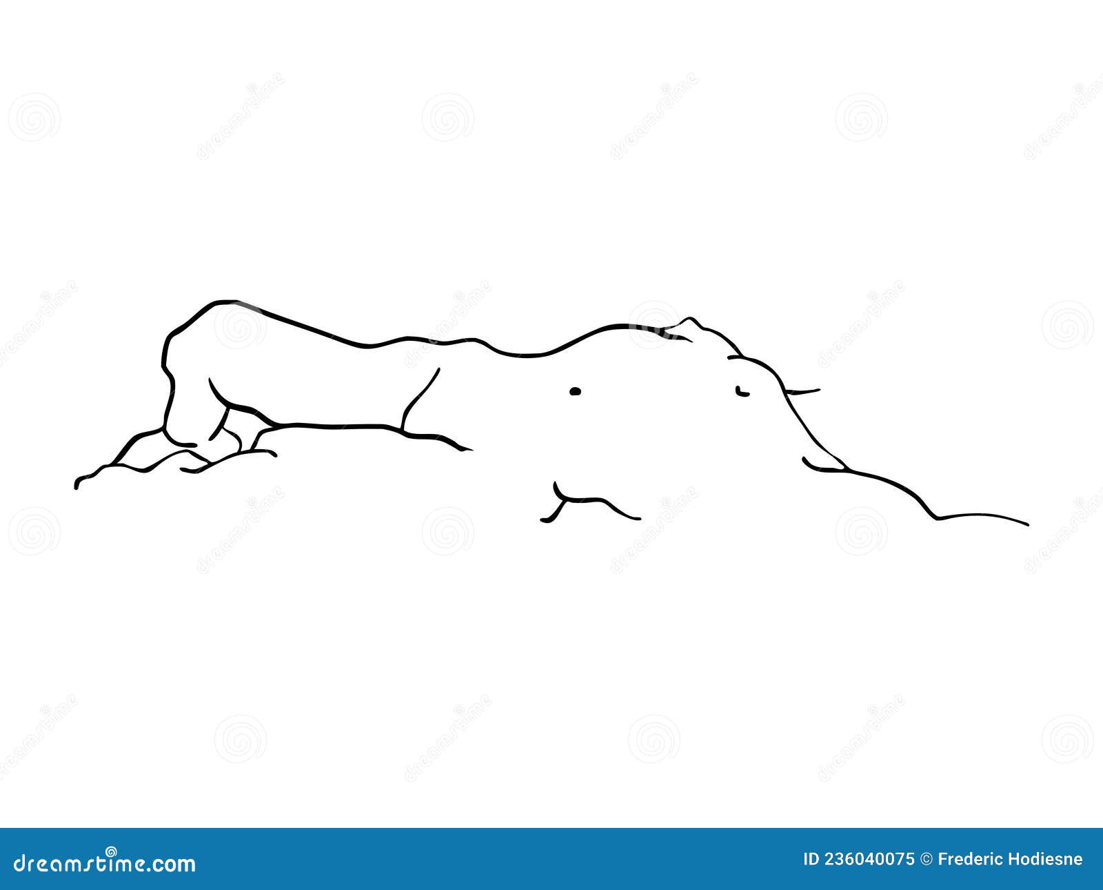 Black and White Ink Illustration of Female Body Lying Down Stock Vector ...