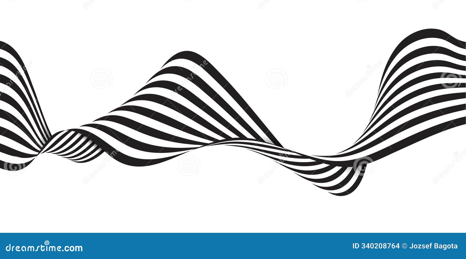 Black and White Isolated Flowing 3D Striped, Wavy, Curvy, Shapes Design ...