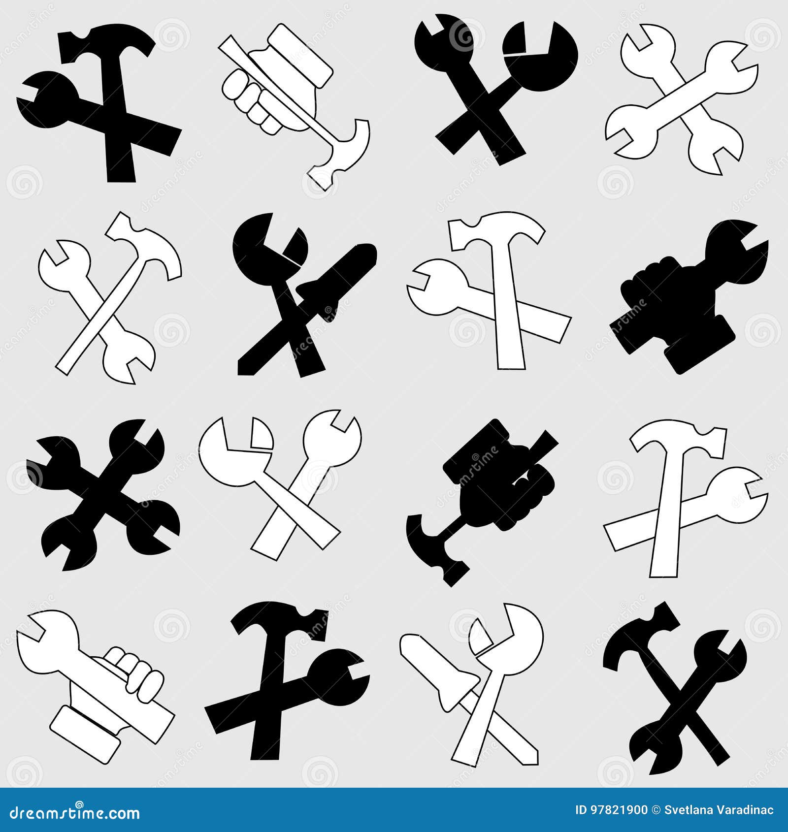 Black and White Isolated Technology Icon Set Stock Vector ...