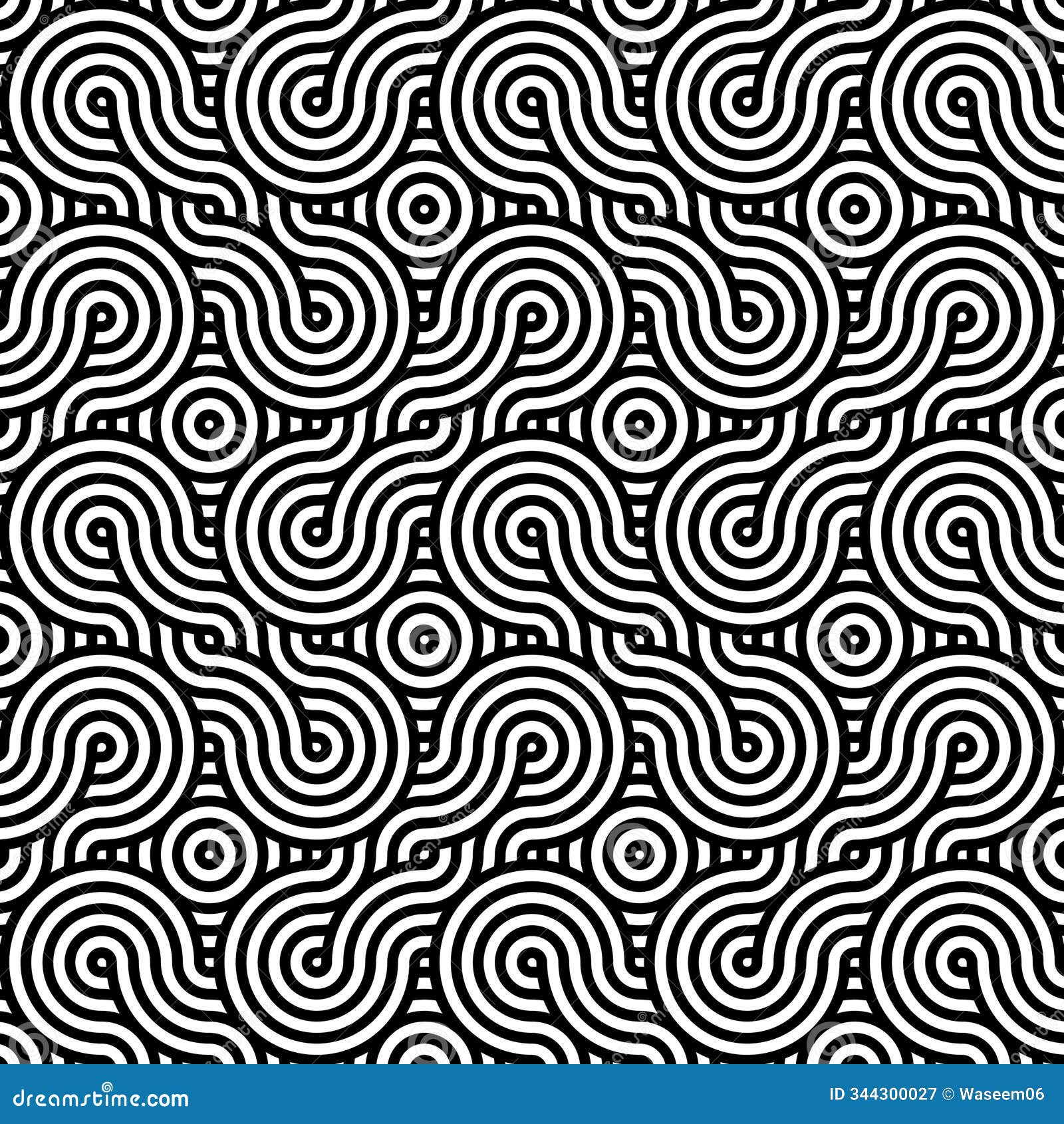 Black and White Japanese Overlapping Wavy Lines Pattern Background ...