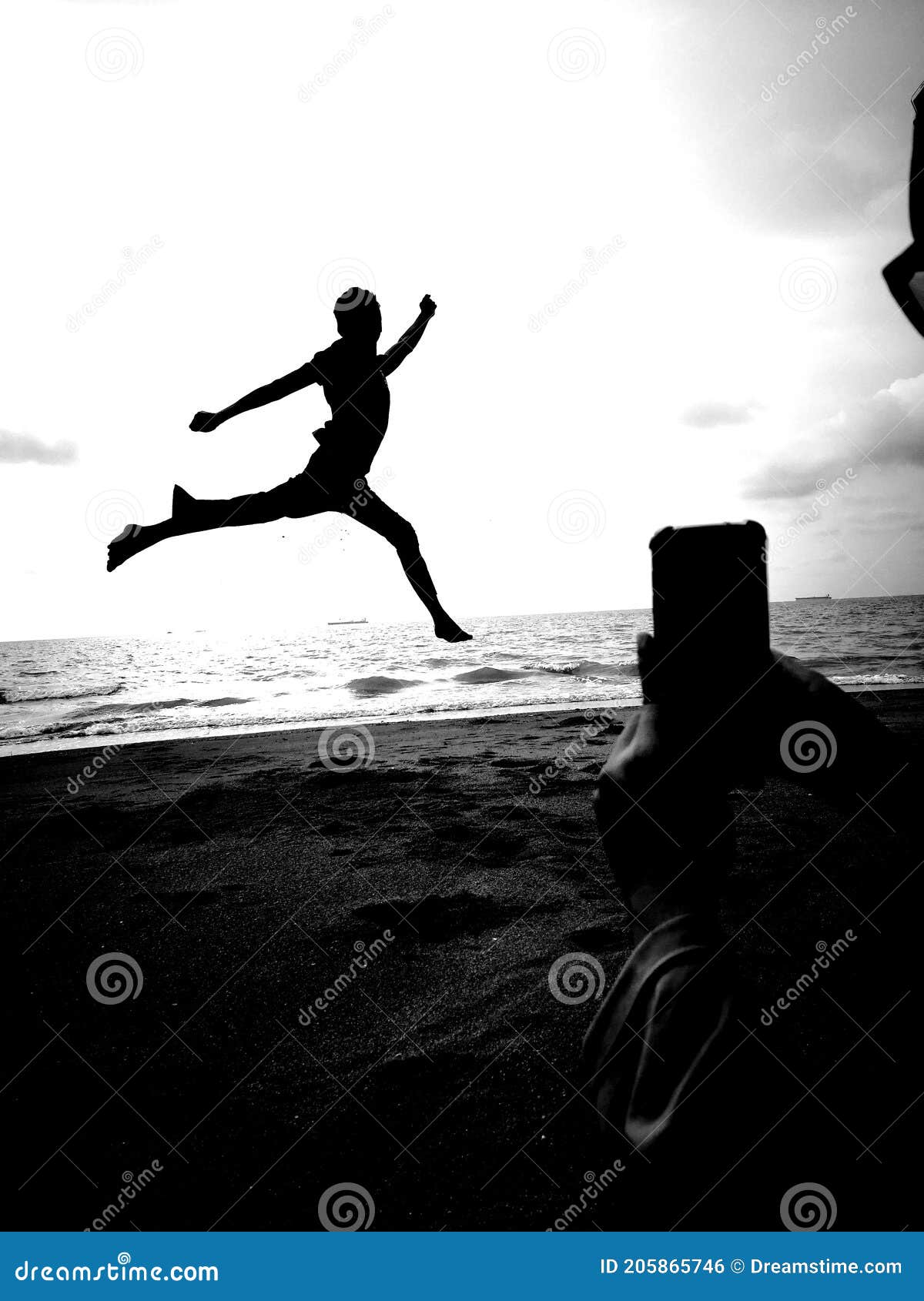 BLACK & WHITE stock photo. Image of white, jump - 205865746