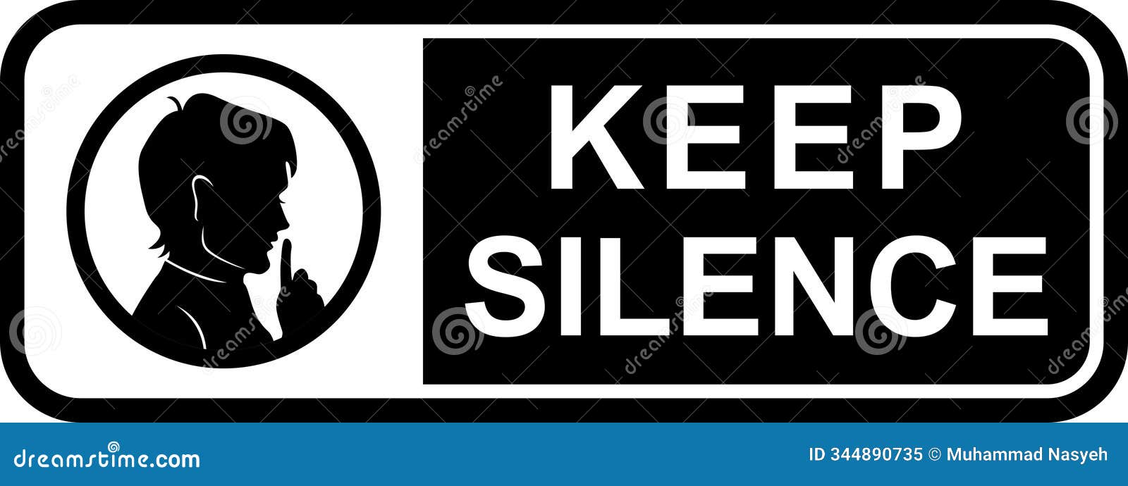 Black and White KEEP SILENCE Sticker Icon for Warning, Simple Vector on ...