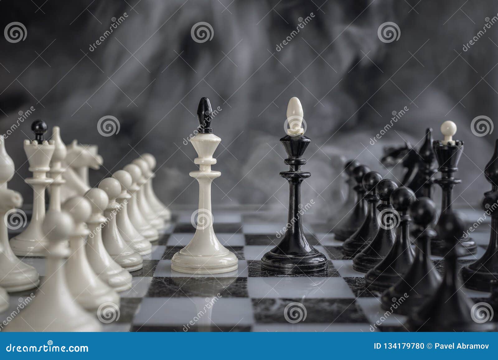 Black and White Kings of Chess Setup on Dark Background Stock Photo ...