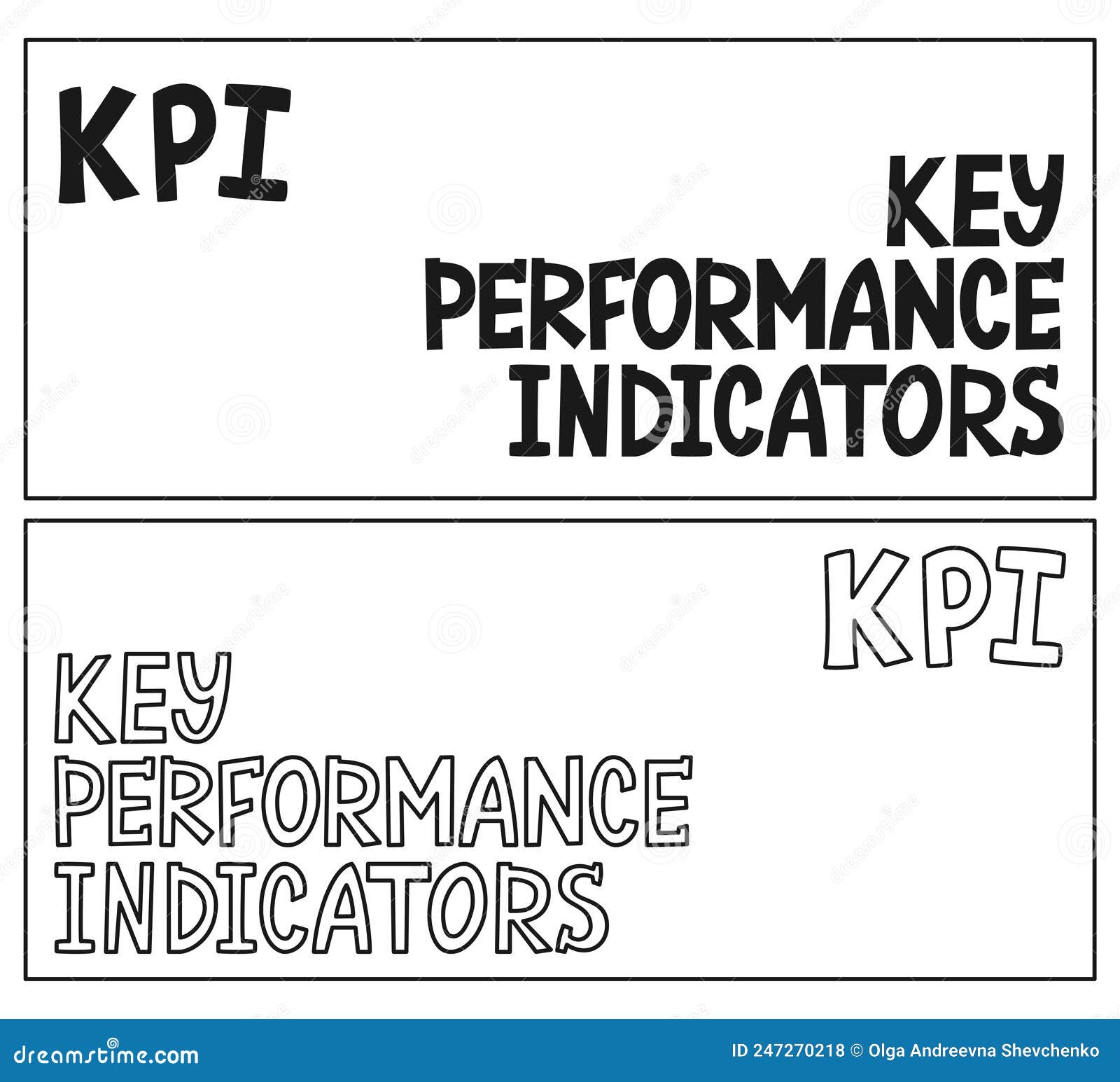 Black and White Kpi Lettering Concept Cards Stock Vector - Illustration ...
