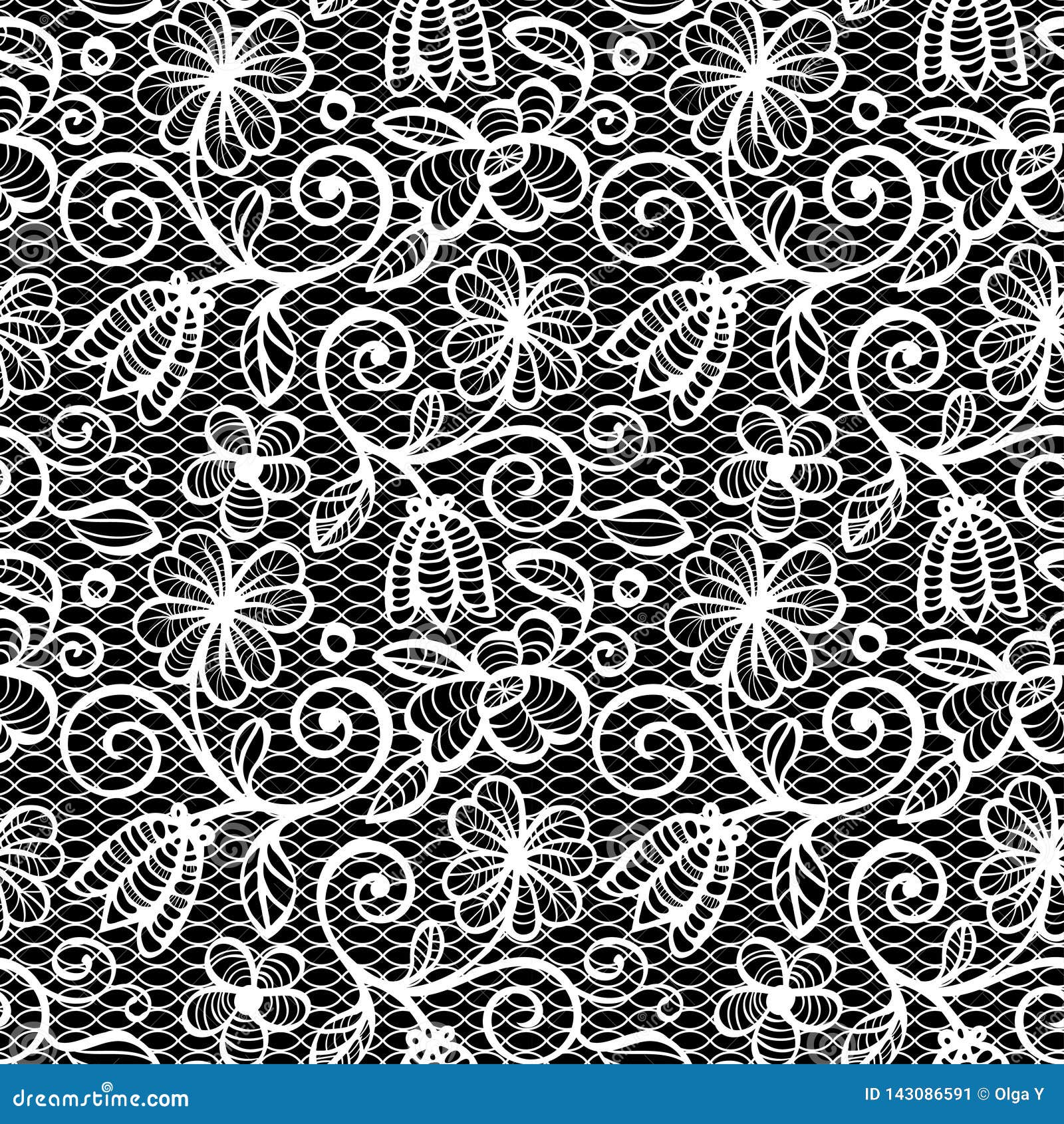 Black and White Lace Seamless Pattern Stock Illustration - Illustration ...