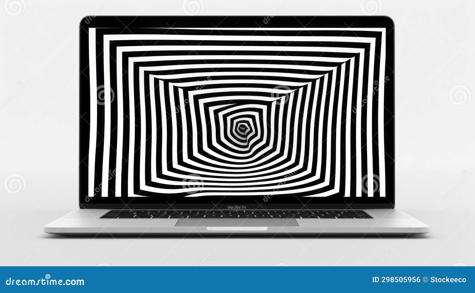 Black and White Laptop Computer with Haunting Visuals and Psychedelic ...