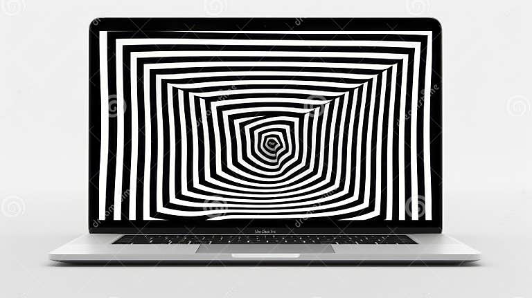 Black and White Laptop Computer with Haunting Visuals and Psychedelic ...
