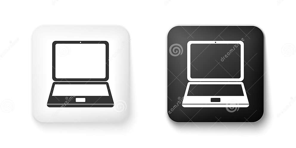 Black and White Laptop Icon Isolated on White Background. Computer ...