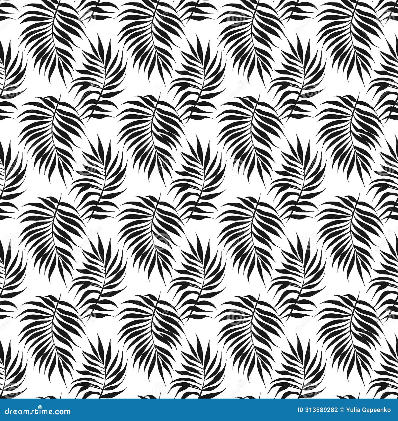 Monochrome Leaves Pattern on White Stock Illustration - Illustration of ...
