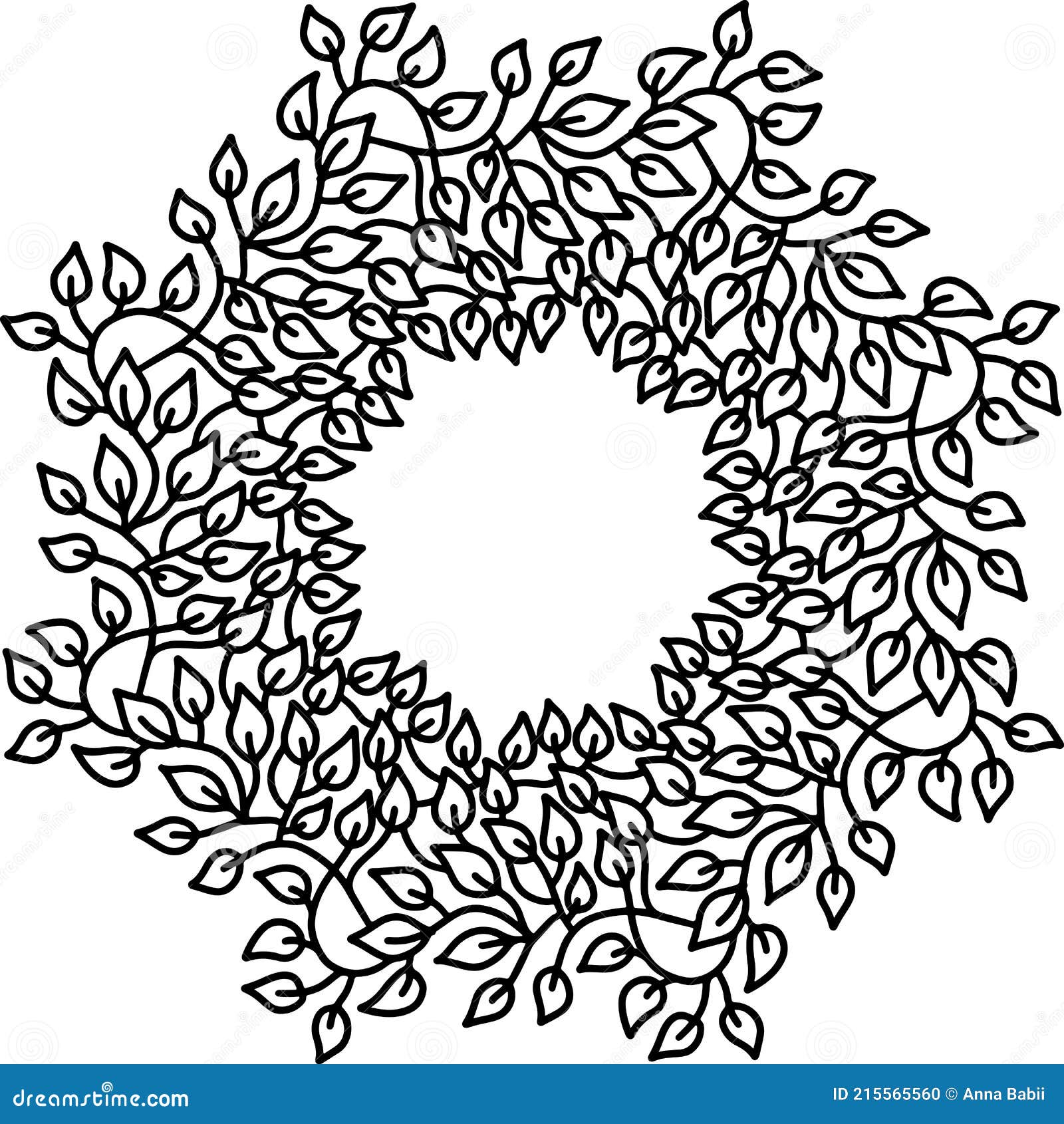 Black and White Leaves Pattern. Eco Friendly Sltyle Wreath Frame ...