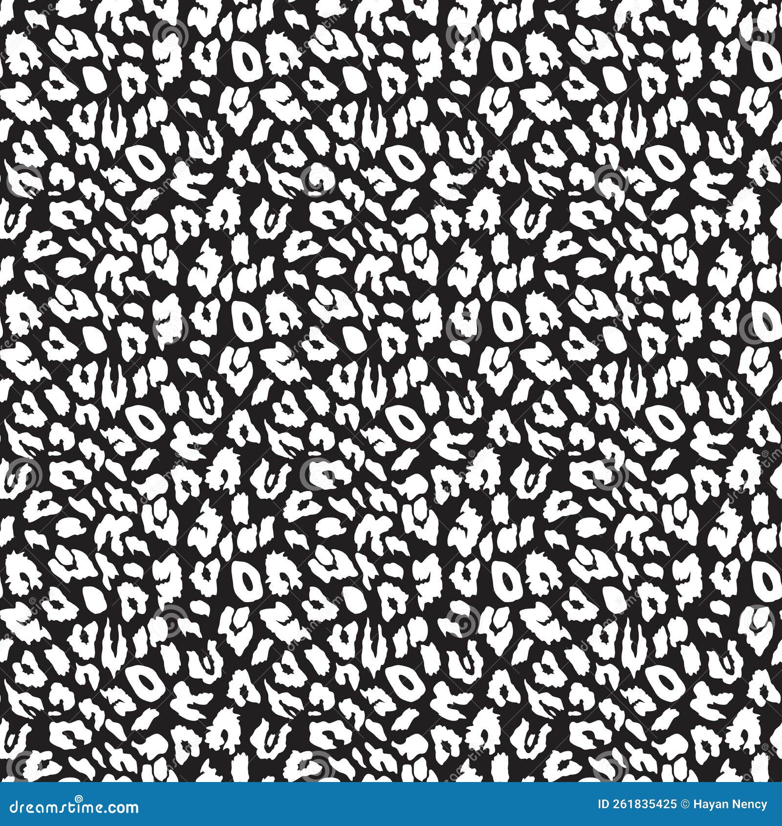 Black and White Leopard Skin Seamless Pattern on White Background Stock ...