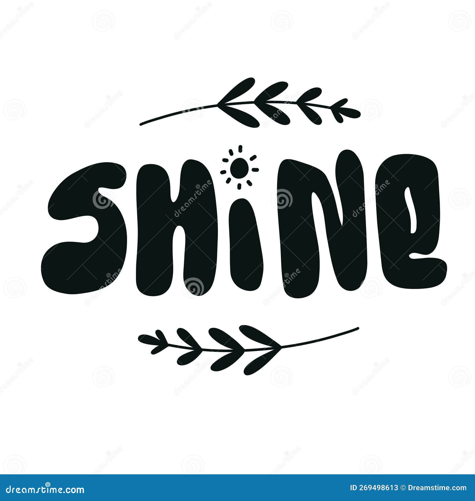 Black and White Lettering Shine in Doodle Style Surrounded by Thin ...