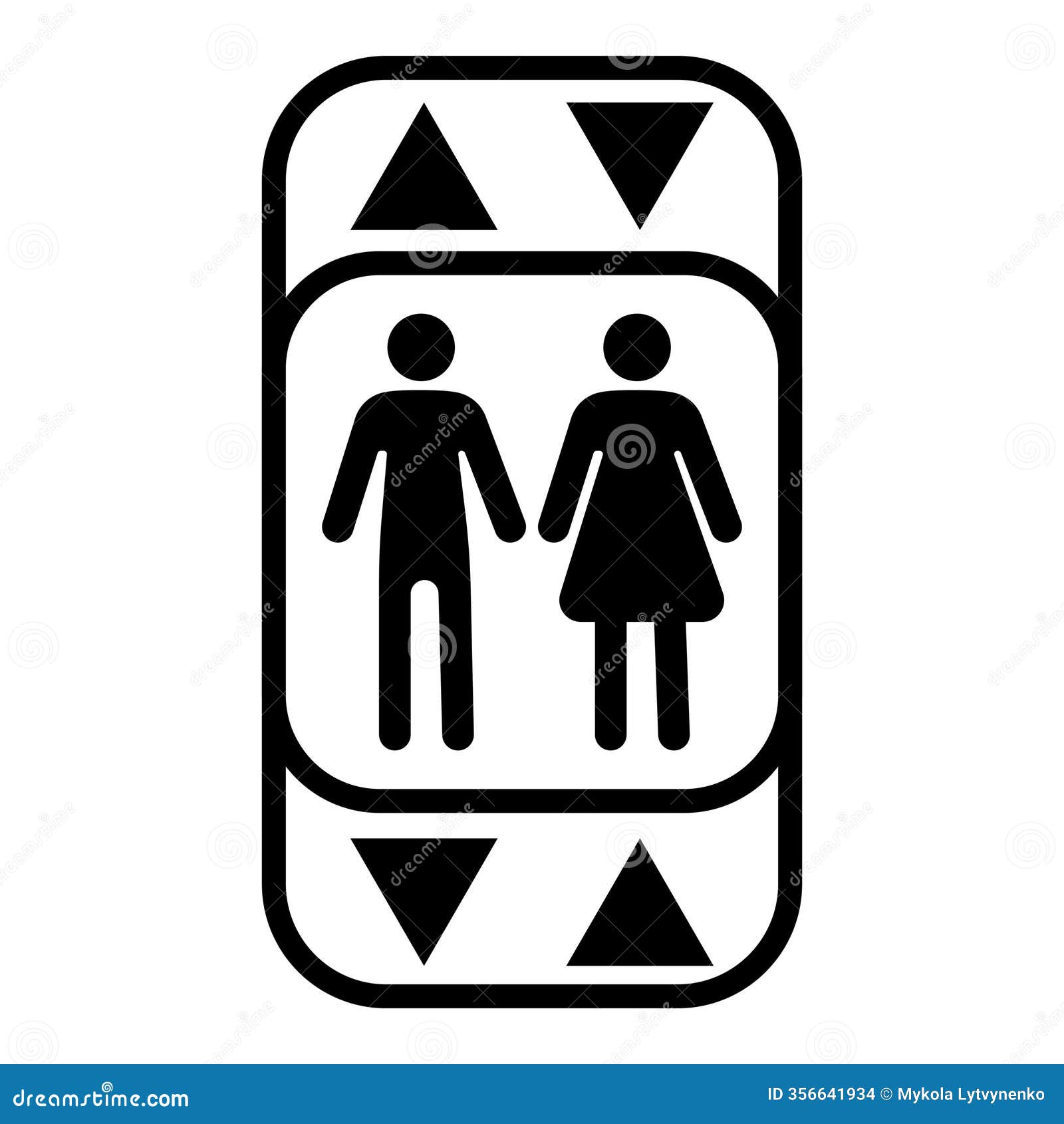Black and White Lift Elevator Icon with People Stock Vector ...