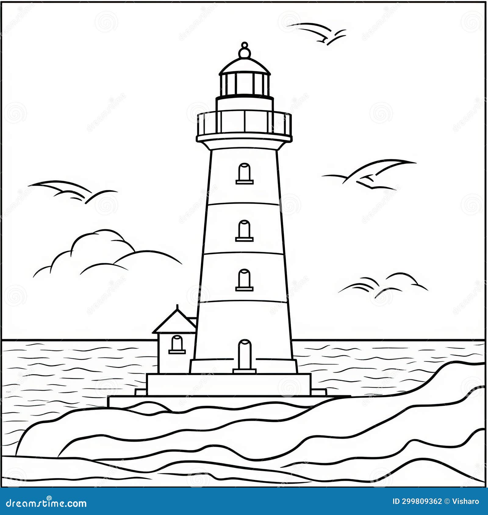 Lighthouse Coloring Vector For Adults | CartoonDealer.com #70037479