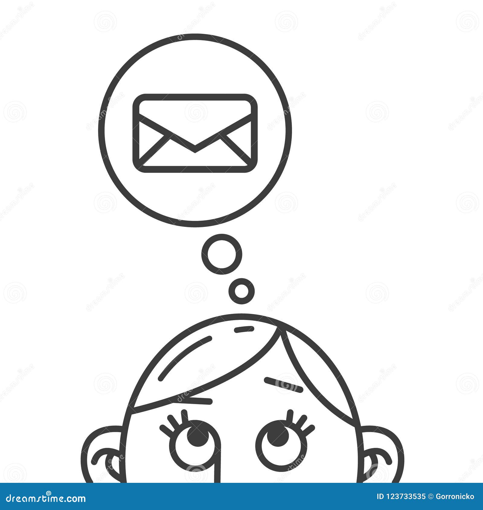 Line Art Illustration of a Thought on a Message Stock Vector ...