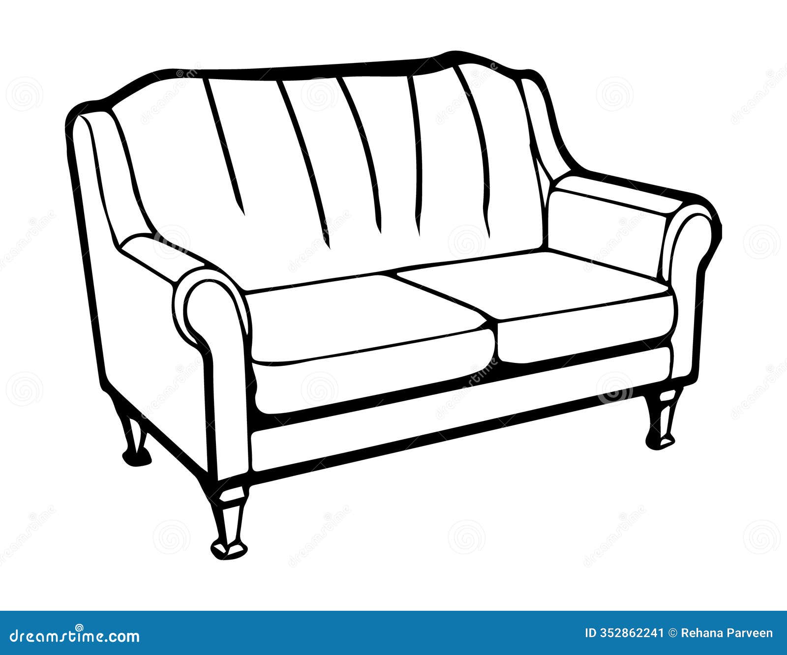 Black And White Line Art Silhouette Sofa Vector Doodle Art In White ...