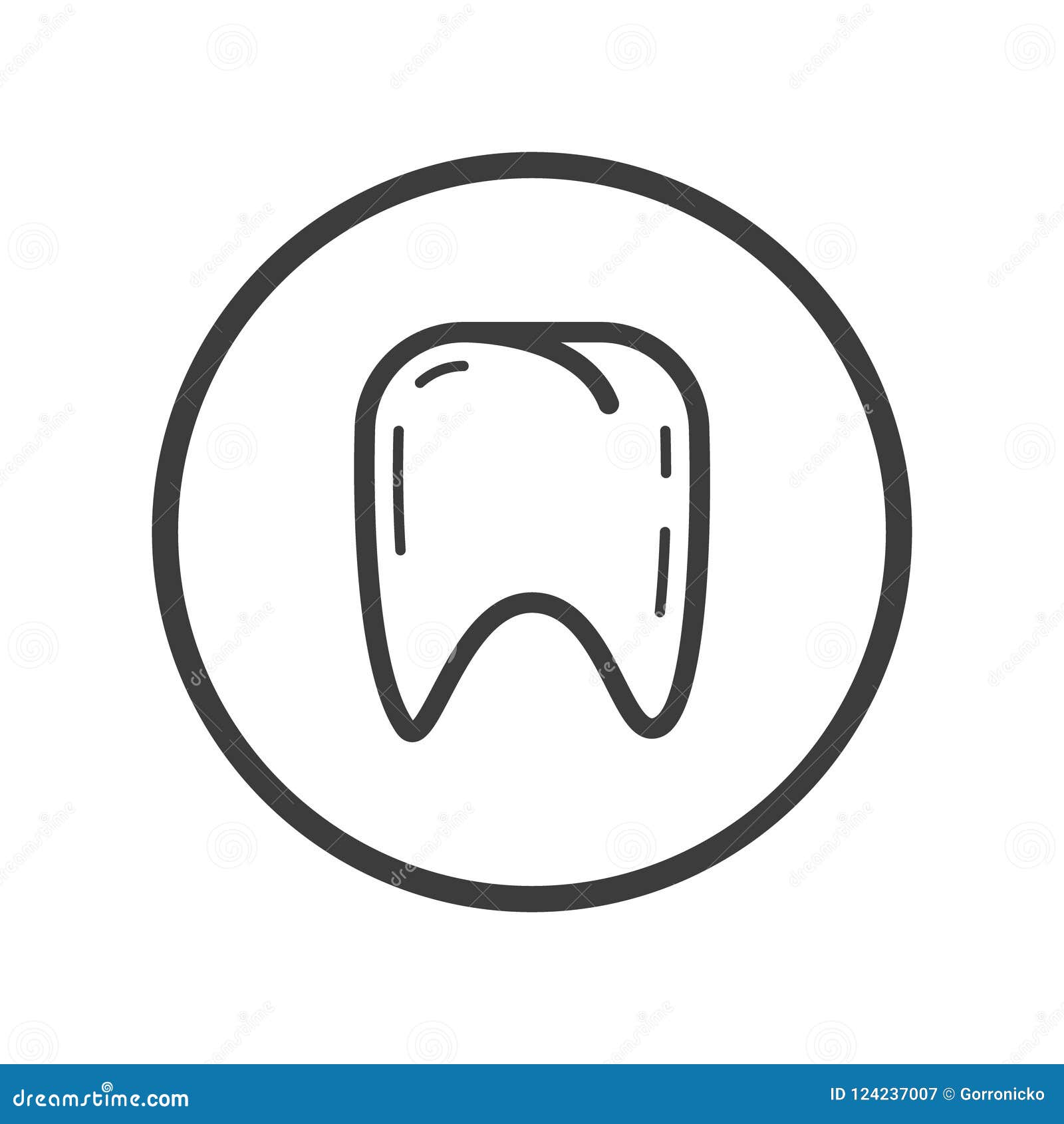 Line Art Tooth Icon in the Round Frame Stock Illustration ...