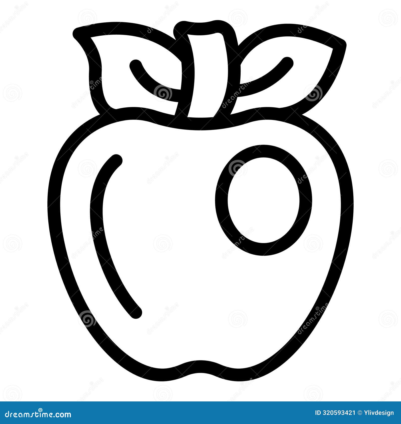 Black and White Line Drawing of an Apple Stock Vector - Illustration of ...