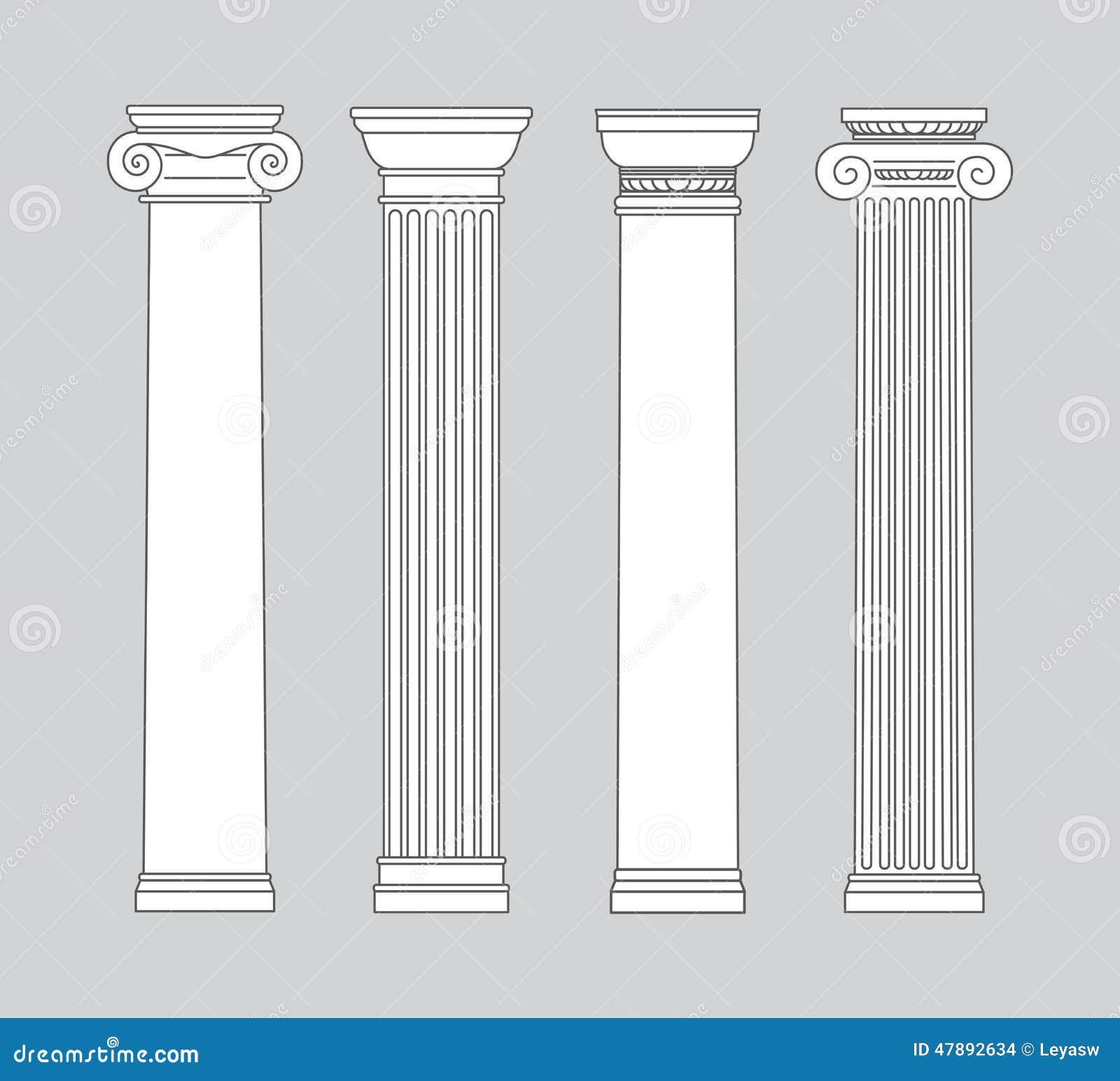 Black and White Line Drawing. Columns Vector Set Stock Vector ...