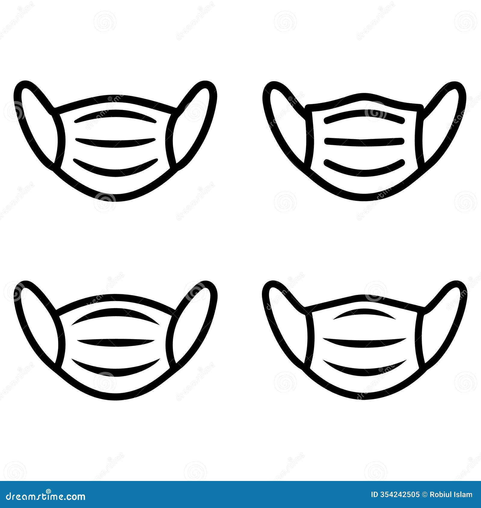 Black and White Line Drawing of a Face Mask. Stock Illustration ...