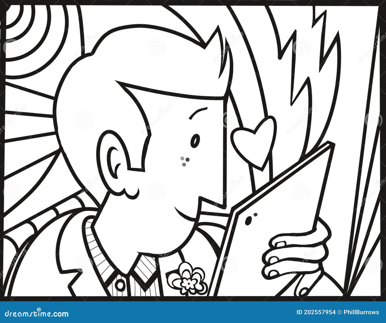 Colouring in man on tablet stock photo. Image of children - 202557954