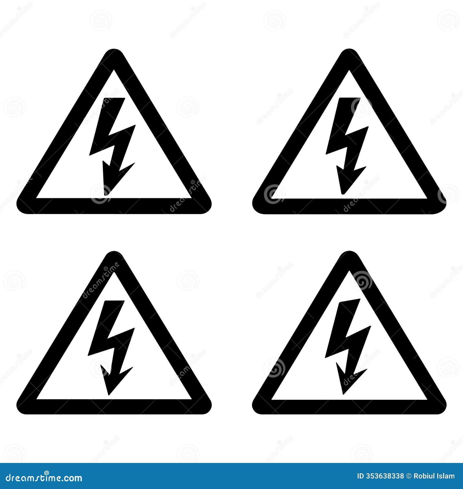 Black and White Line Drawing of a Triangular Warning Sign. Stock ...