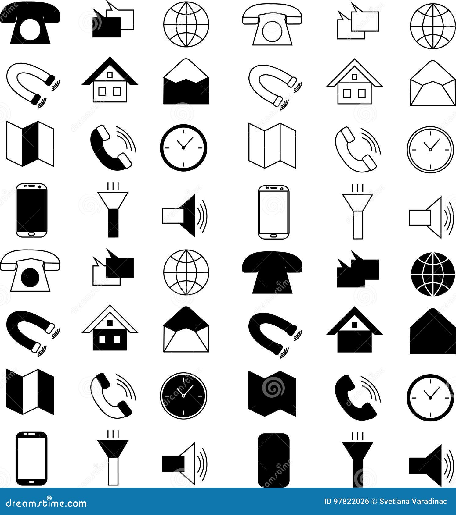 Black and White Line Technology Web Icon Set Stock Vector ...