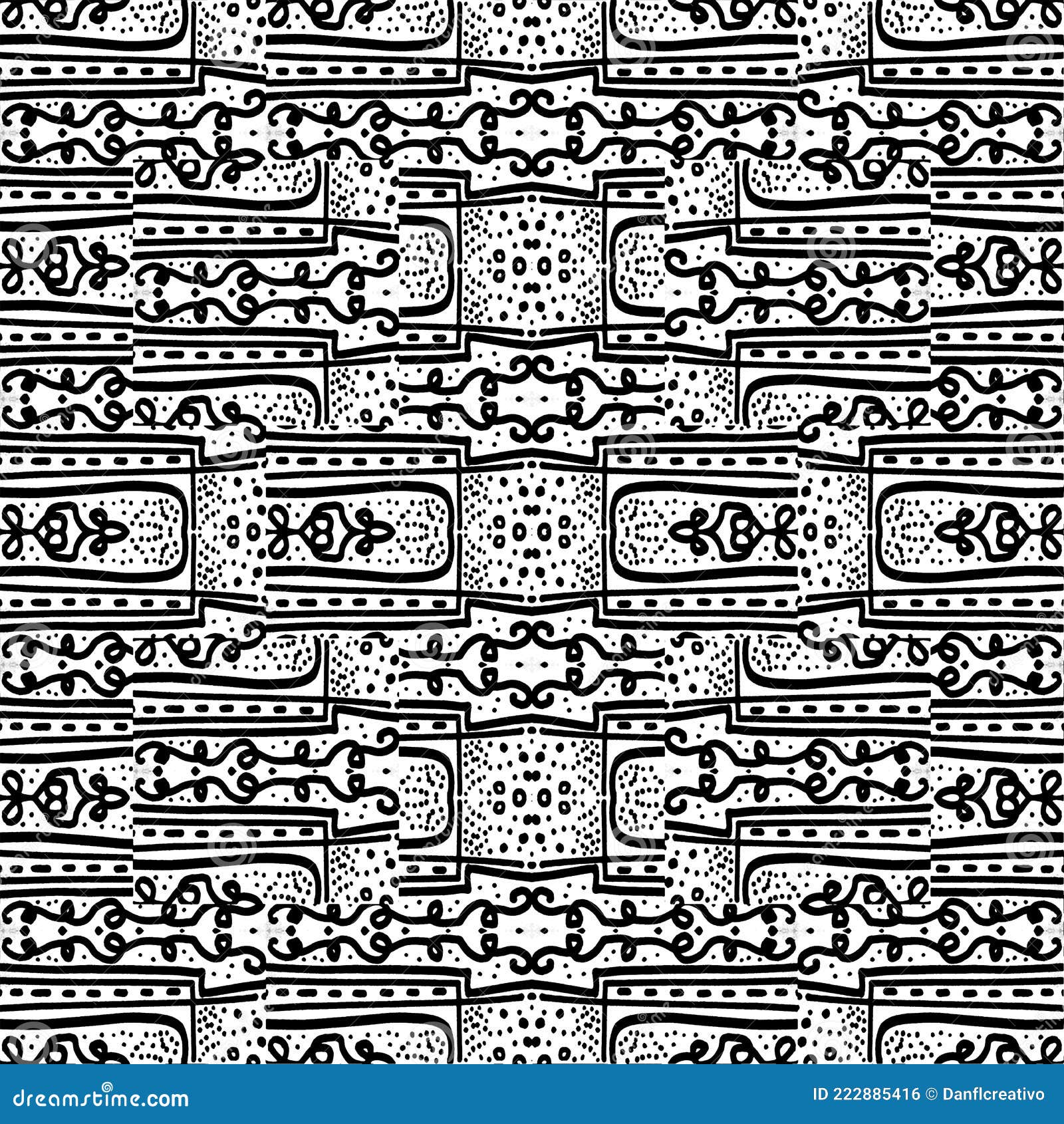 Black and White Modern Ornate Pattern Stock Illustration - Illustration ...