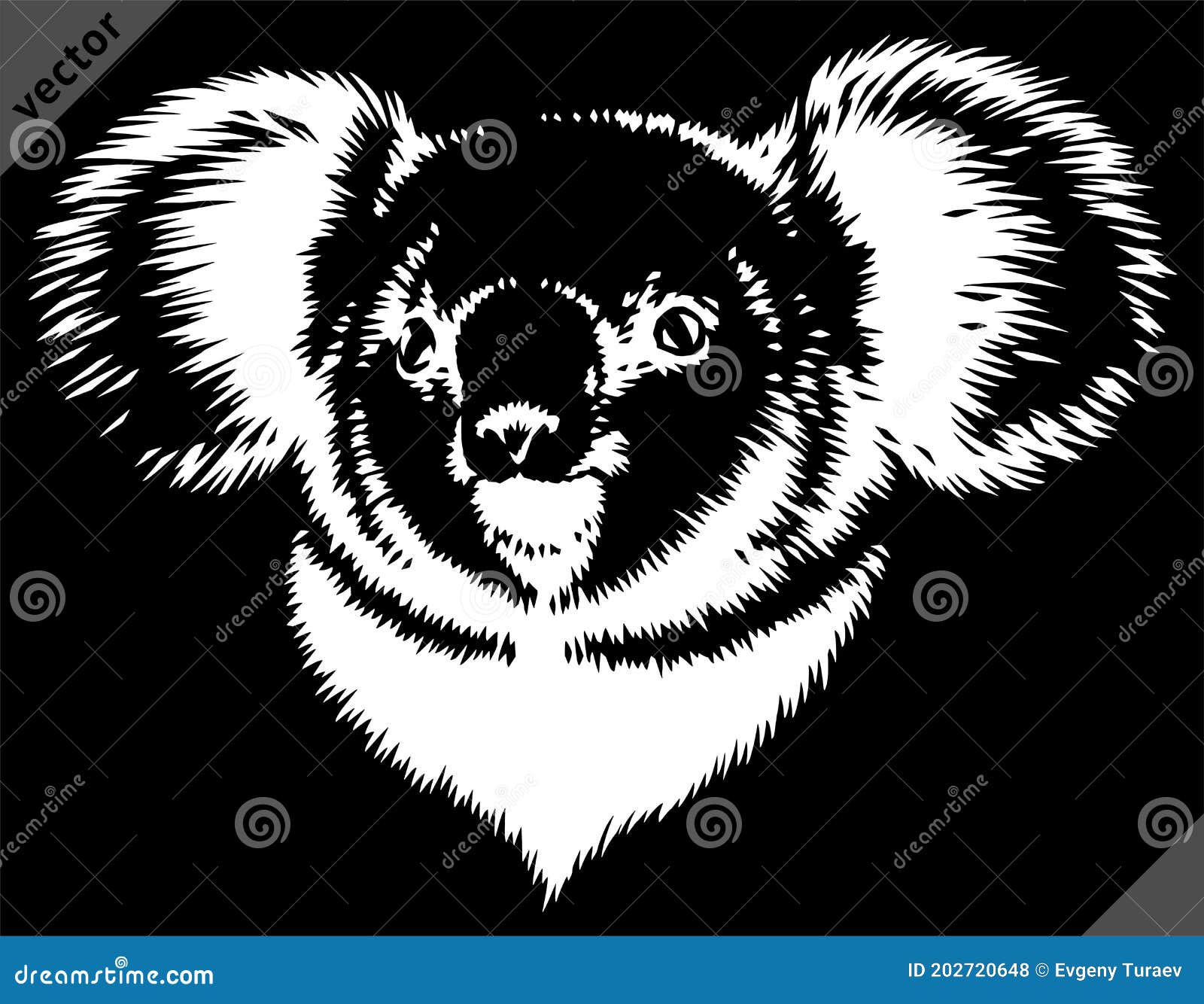 Black and White Linear Paint Draw Koala Vector Illustration Art Stock ...