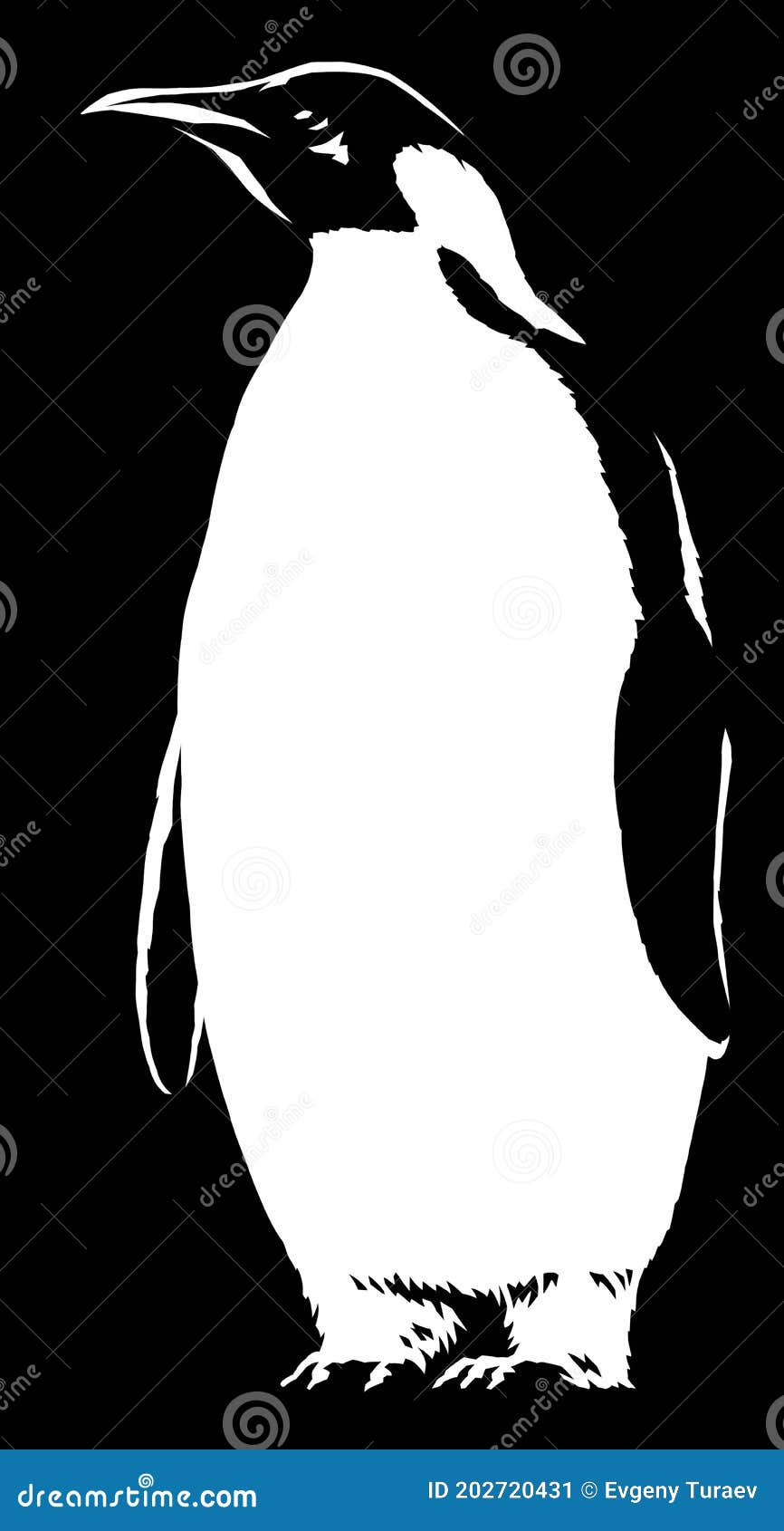 Black and White Linear Paint Draw Penguin Illustration Art Stock ...