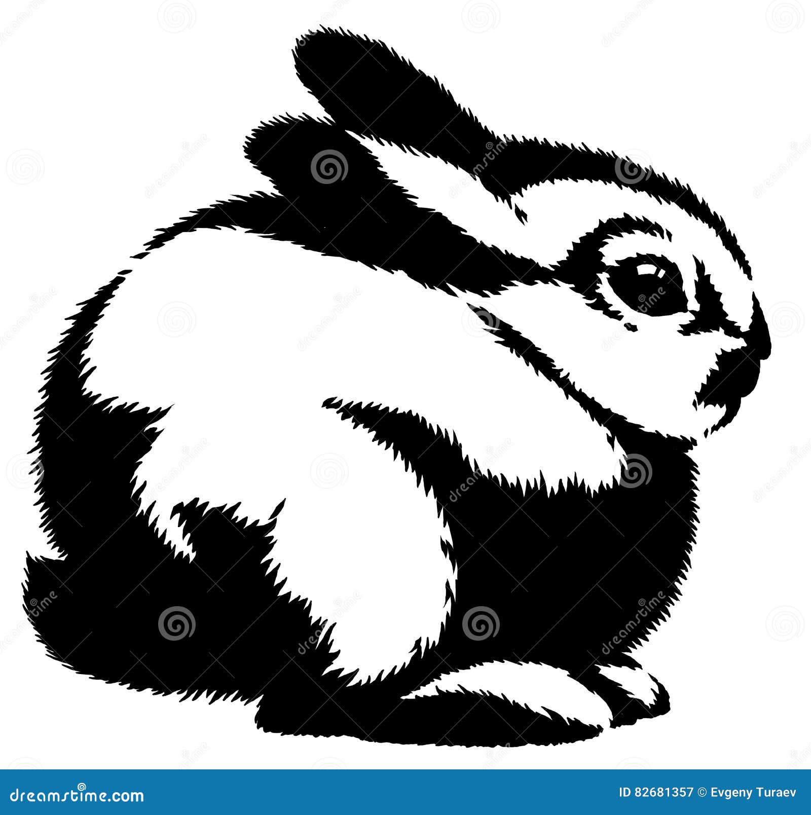 Black and White Linear Paint Draw Rabbit Illustration Stock ...