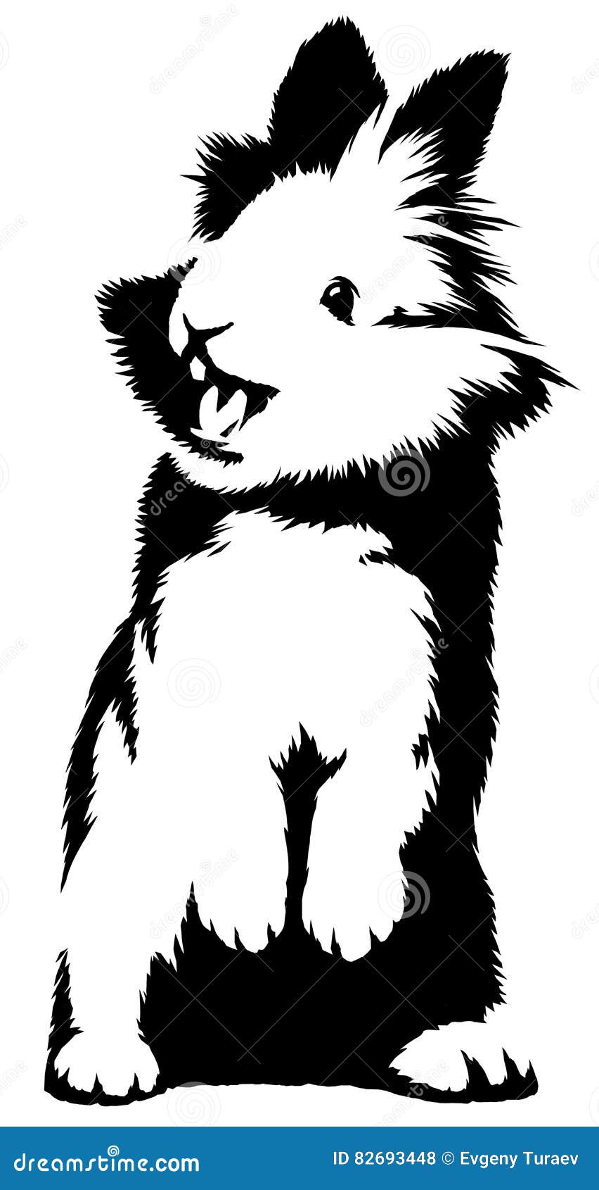 Black and White Linear Paint Draw Rabbit Illustration Stock ...