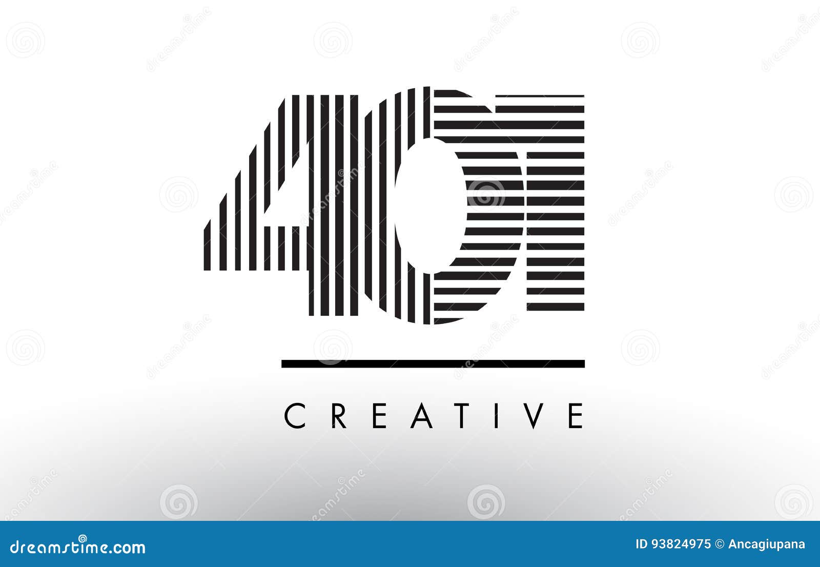 401 Black and White Lines Number Logo Design. Stock Vector ...
