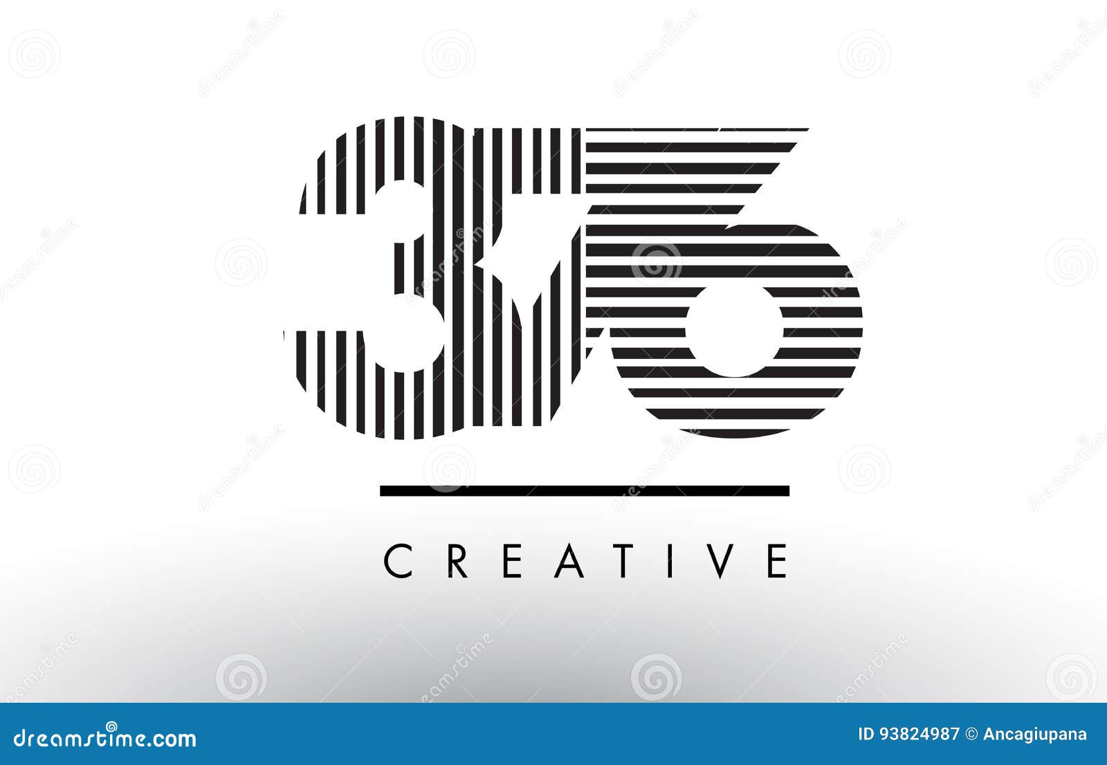 376 Black and White Lines Number Logo Design. Stock Vector ...