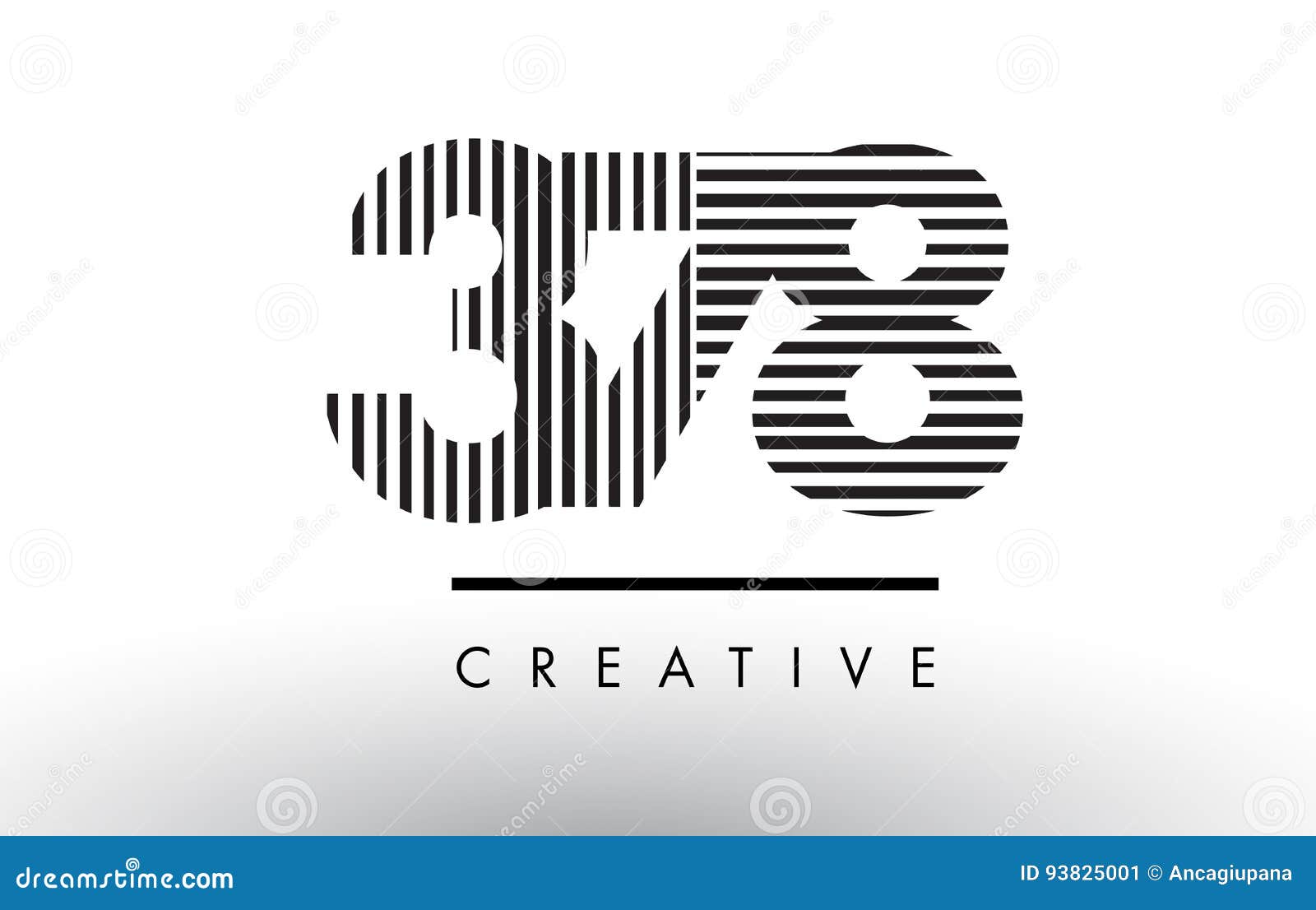 378 Black And White Lines Number Logo Design. Cartoon Vector ...