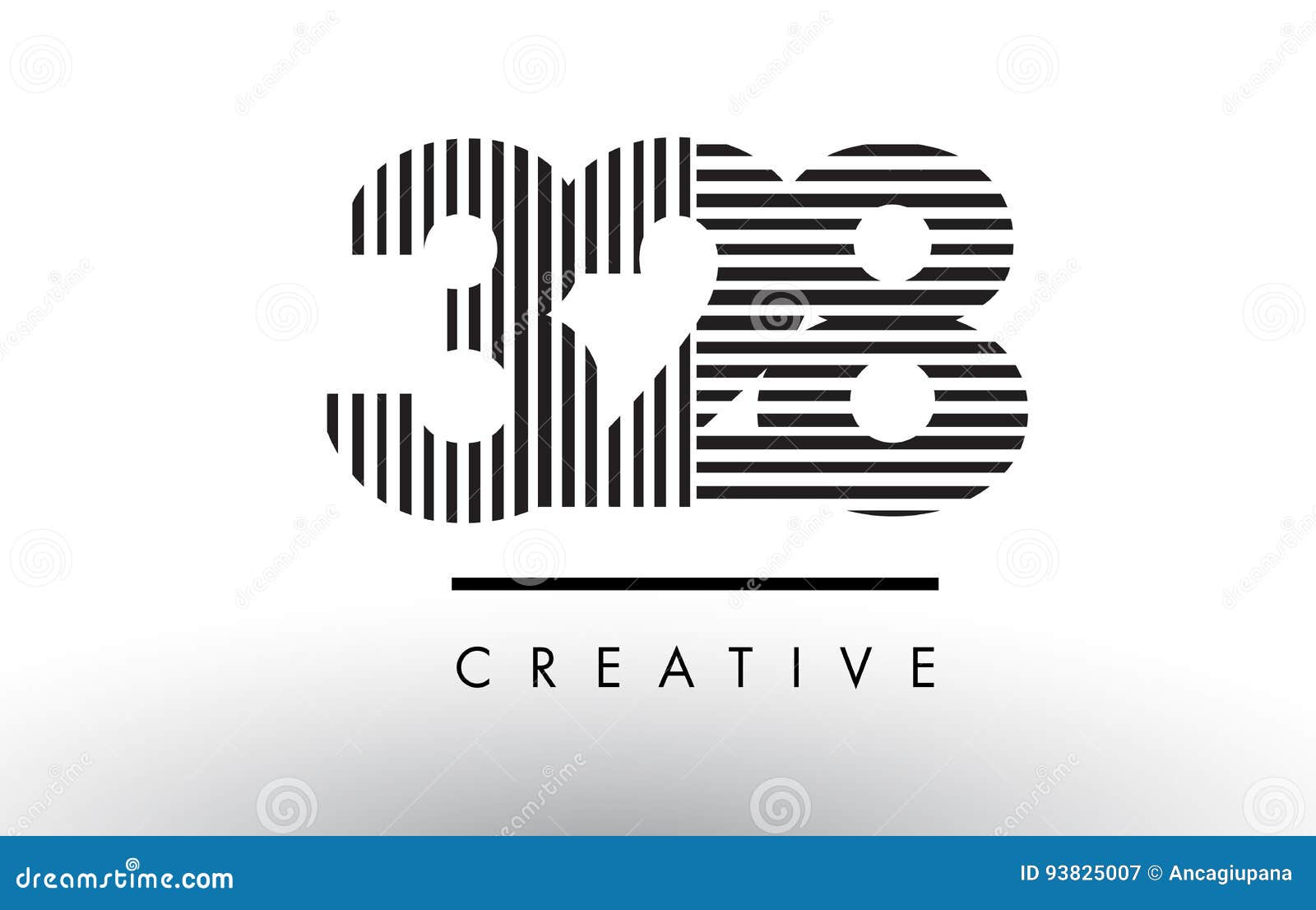 328 Black And White Lines Number Logo Design. Cartoon Vector ...