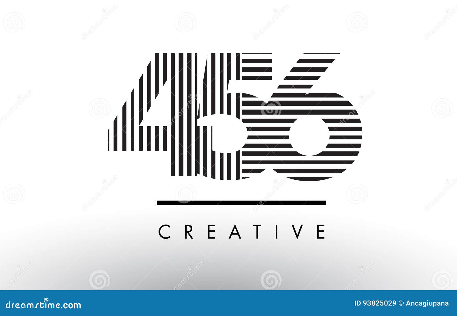 456 Black and White Lines Number Logo Design. Stock Vector ...