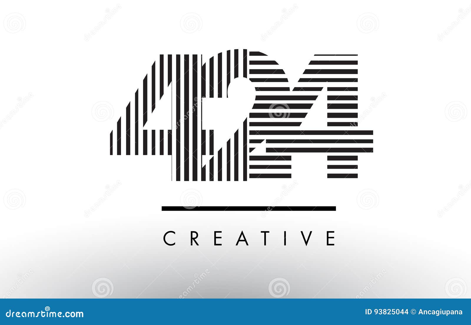 424 Black and White Lines Number Logo Design. Stock Vector ...